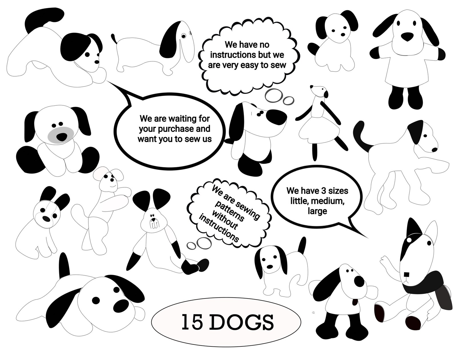Set of 15 PDF Dog Toy Patterns WITHOUT INSTRUCTION 3 Sizes | Etsy