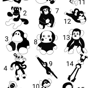 Set of 15 PDF Monkey Toy Patterns WITHOUT INSTRUCTION, 3 Sizes Monkey ...