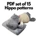 Set of 15 PDF Hippopotamus Toy Patterns WITHOUT INSTRUCTION, Hippo ...