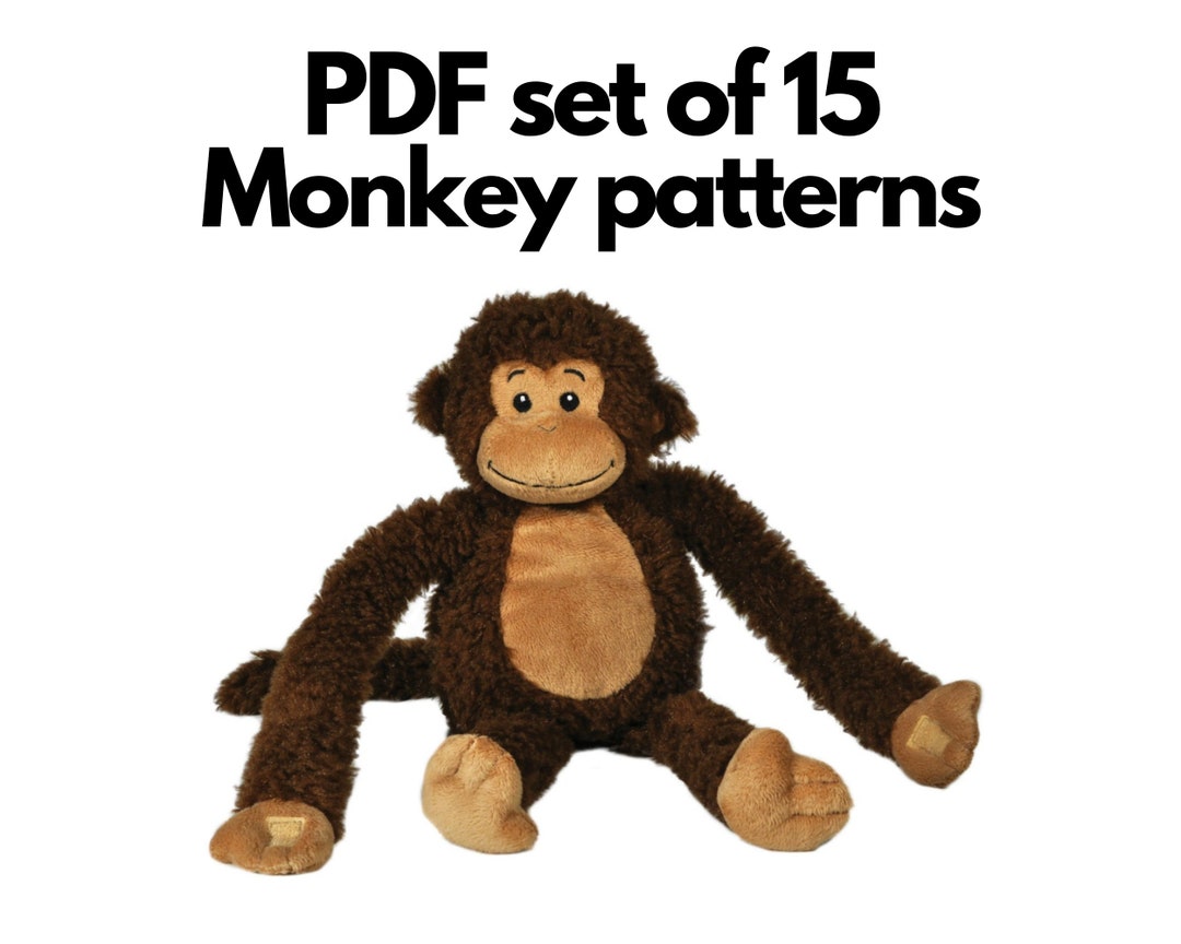 Set of 15 PDF Monkey Toy Patterns WITHOUT INSTRUCTION, 3 Sizes Monkey ...