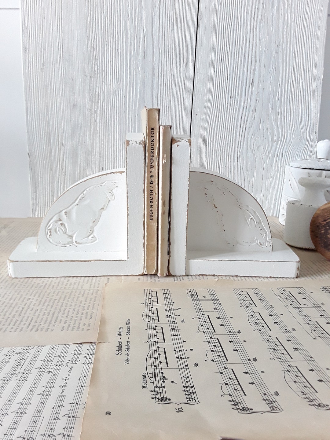 Buchstüze Shabby Chic Vintage Wood, Accountant White Wood Shabby Chic ...