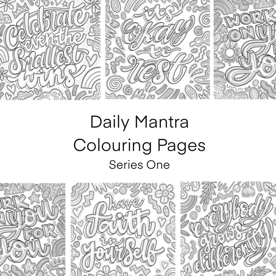 Daily Mantra Colouring Pages Series One - Etsy