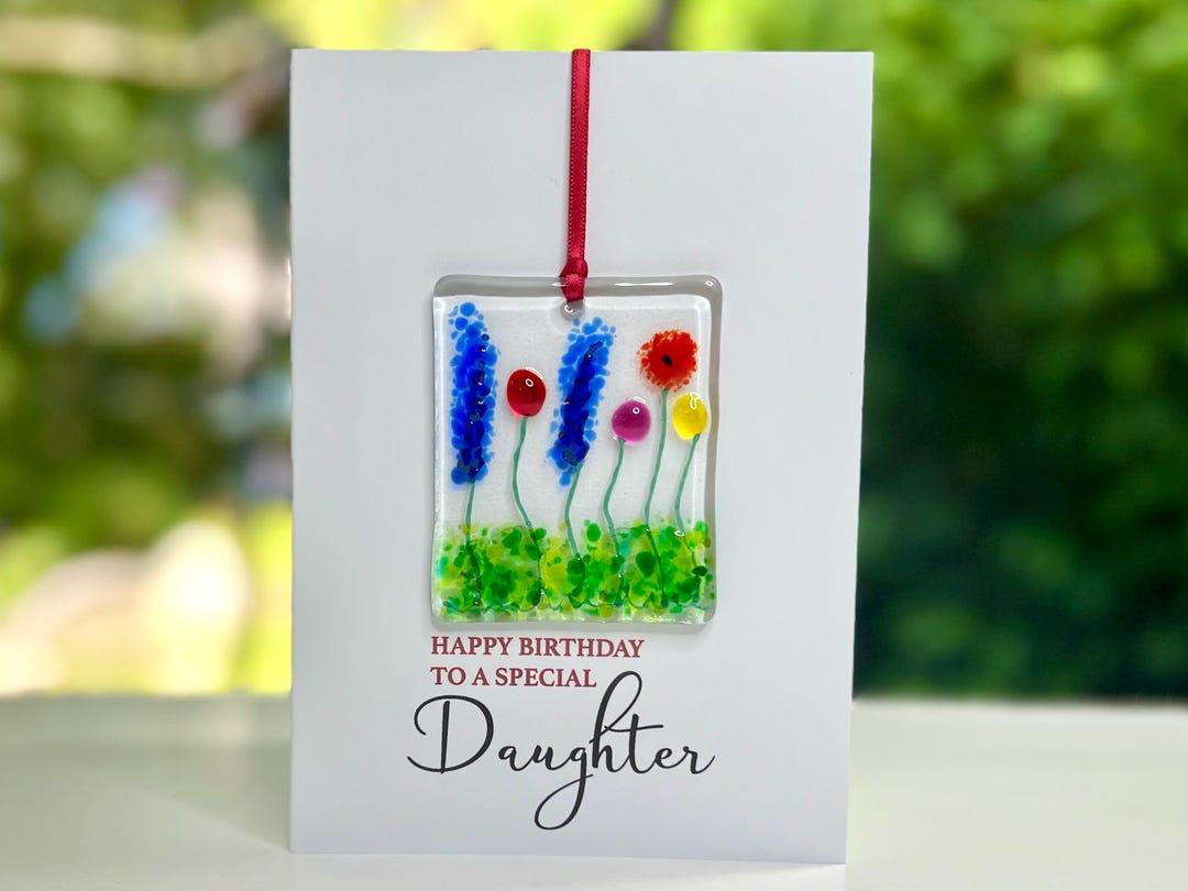 Daughter Birthday Card With Detachable Fused Glass Keepsake - Etsy UK
