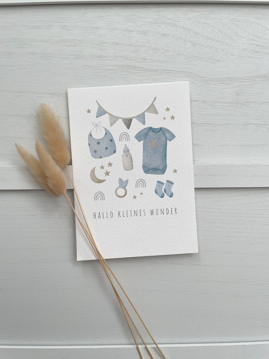 Karte zur Geburt | Geburtskarte Junge | Glückwunschkarte Geburt Junge | Karte Baby | Hallo ...