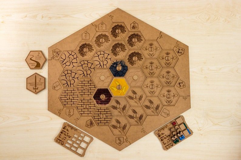 Paint Your Custom Settlers Wood Game Board Pieces & Box 2-4 - Etsy