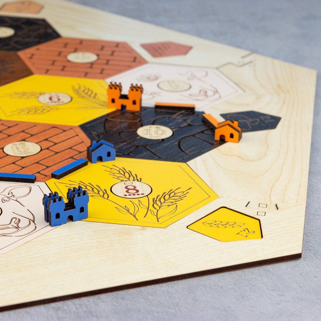 Settlers Game Custom Wood Board, Pieces & Box - Etsy