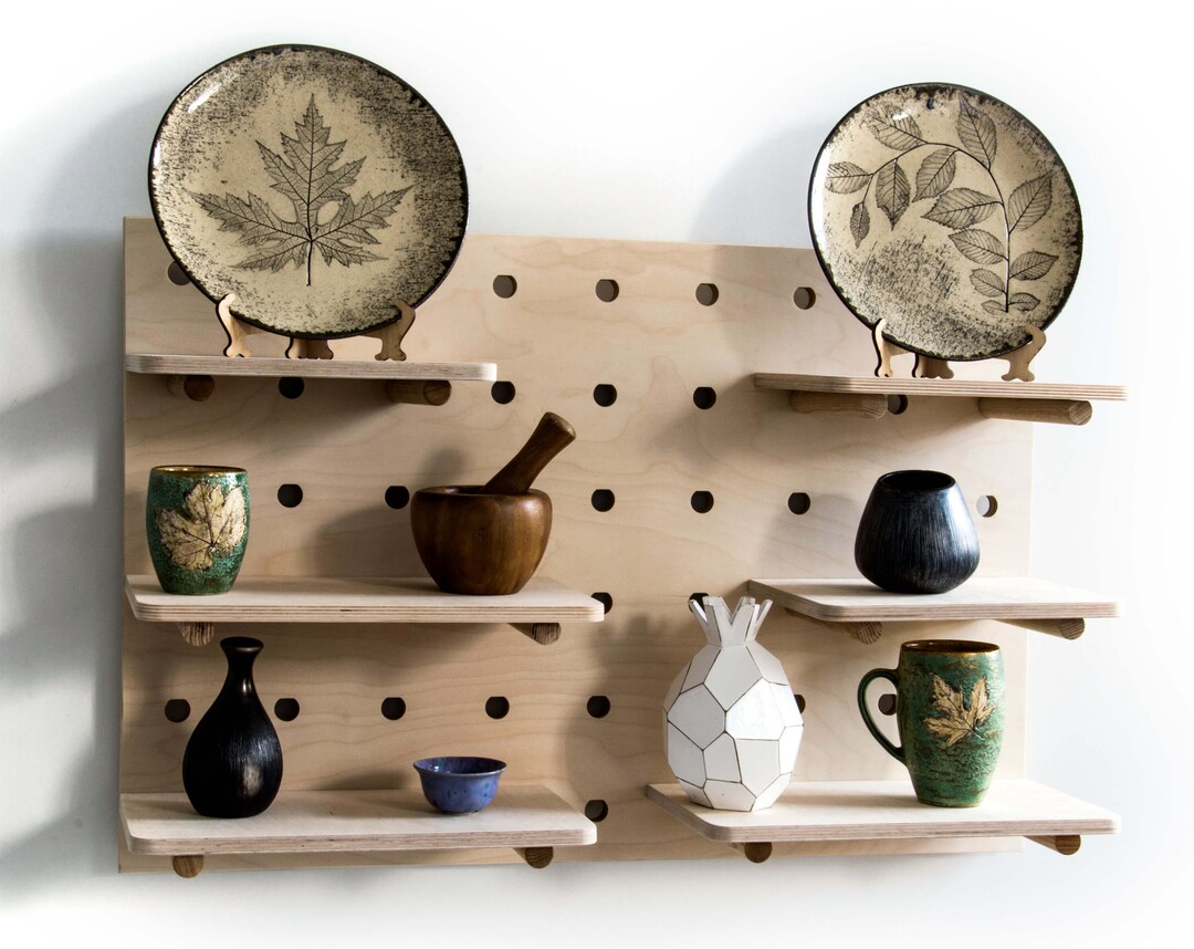 Pegboard Shelf Handmade Wooden Pegboard Wall Panel for Shelf Wood Board ...