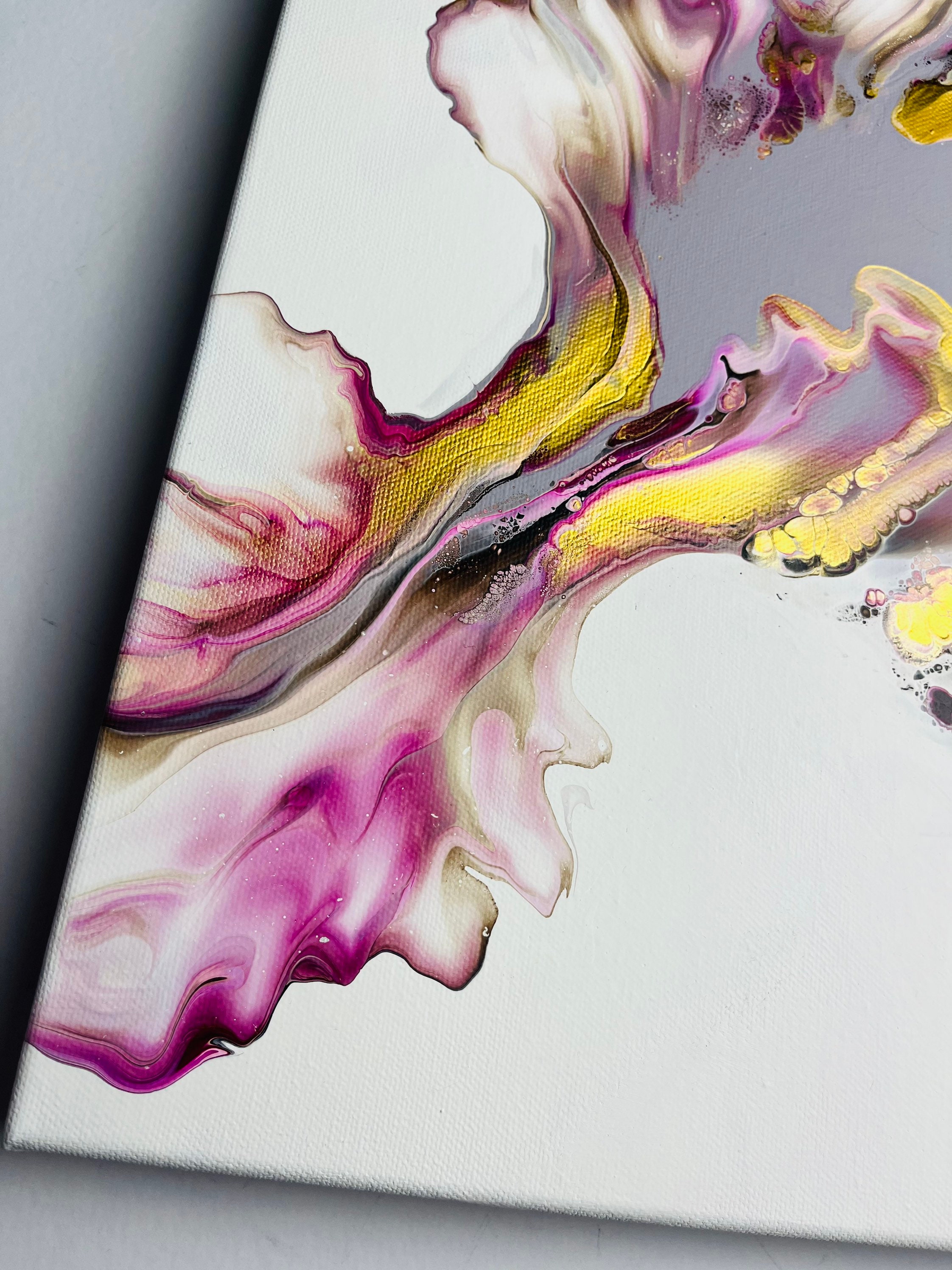 Pink Dutch Pour.blush Pink Wall Art. Acrylic Painting.abstract Canvas ...