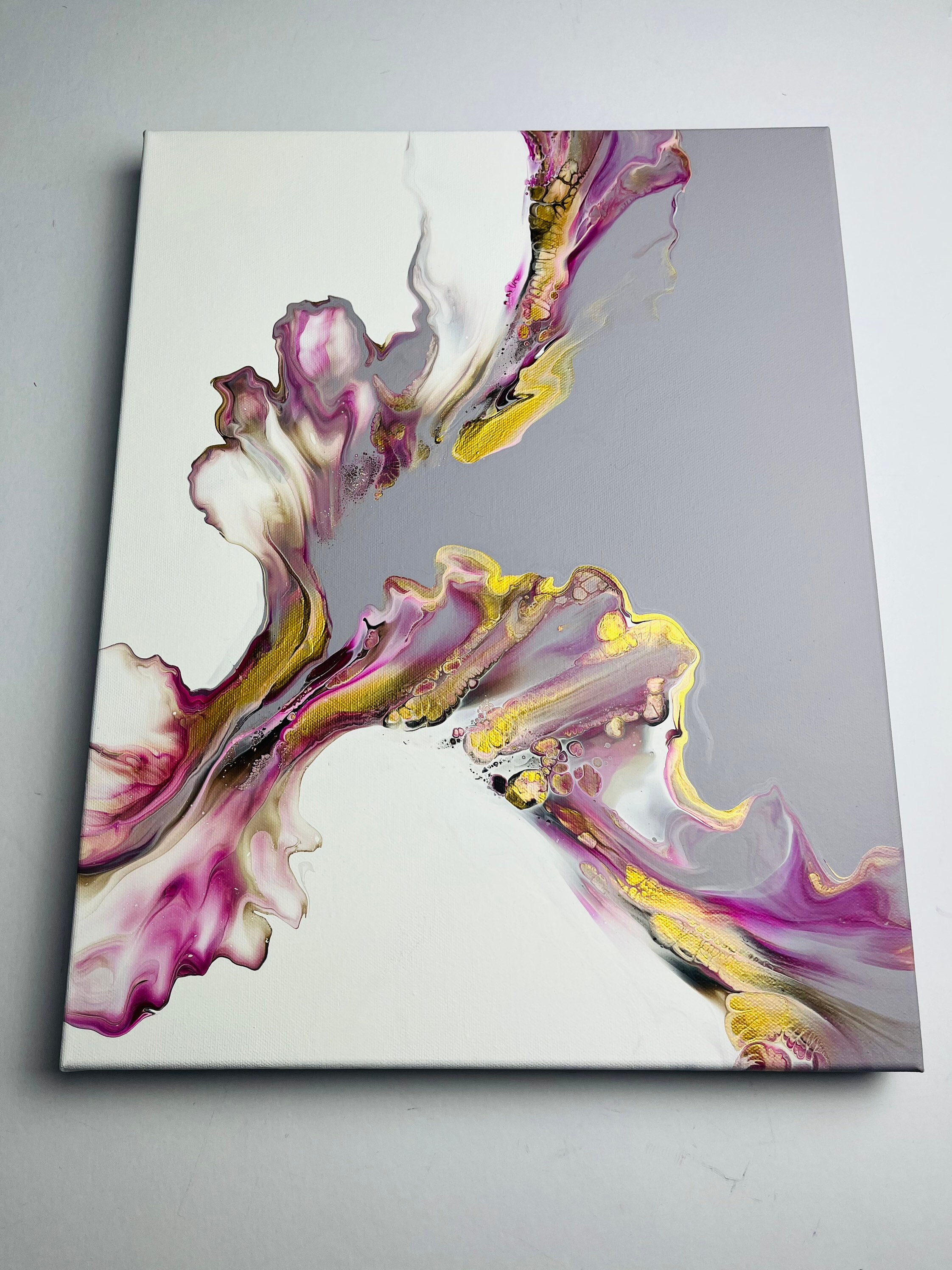 Pink Dutch Pour.blush Pink Wall Art. Acrylic Painting.abstract Canvas ...