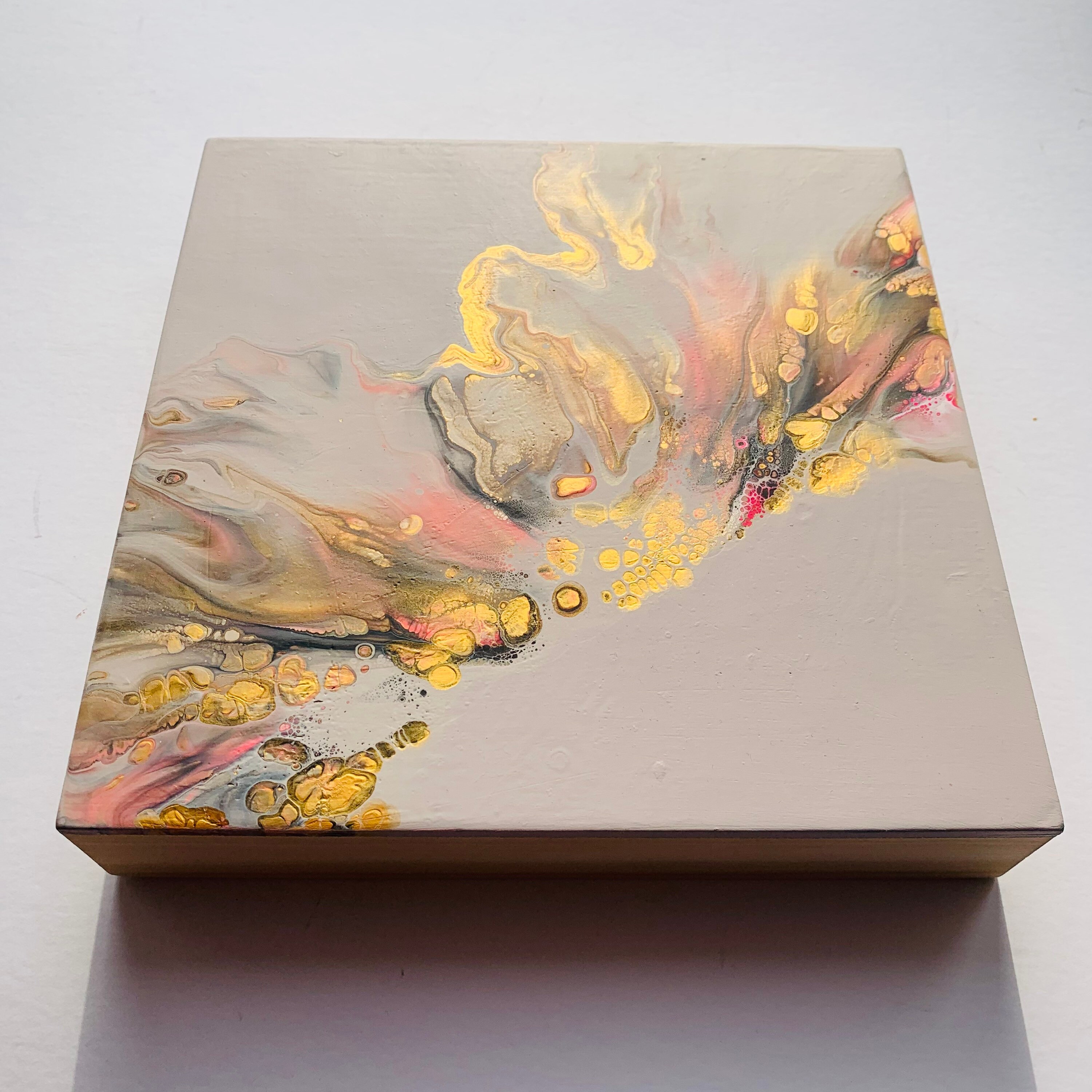 Delicate Acrylic Painting on Deep Edge Wood.pinks and Gold on - Etsy