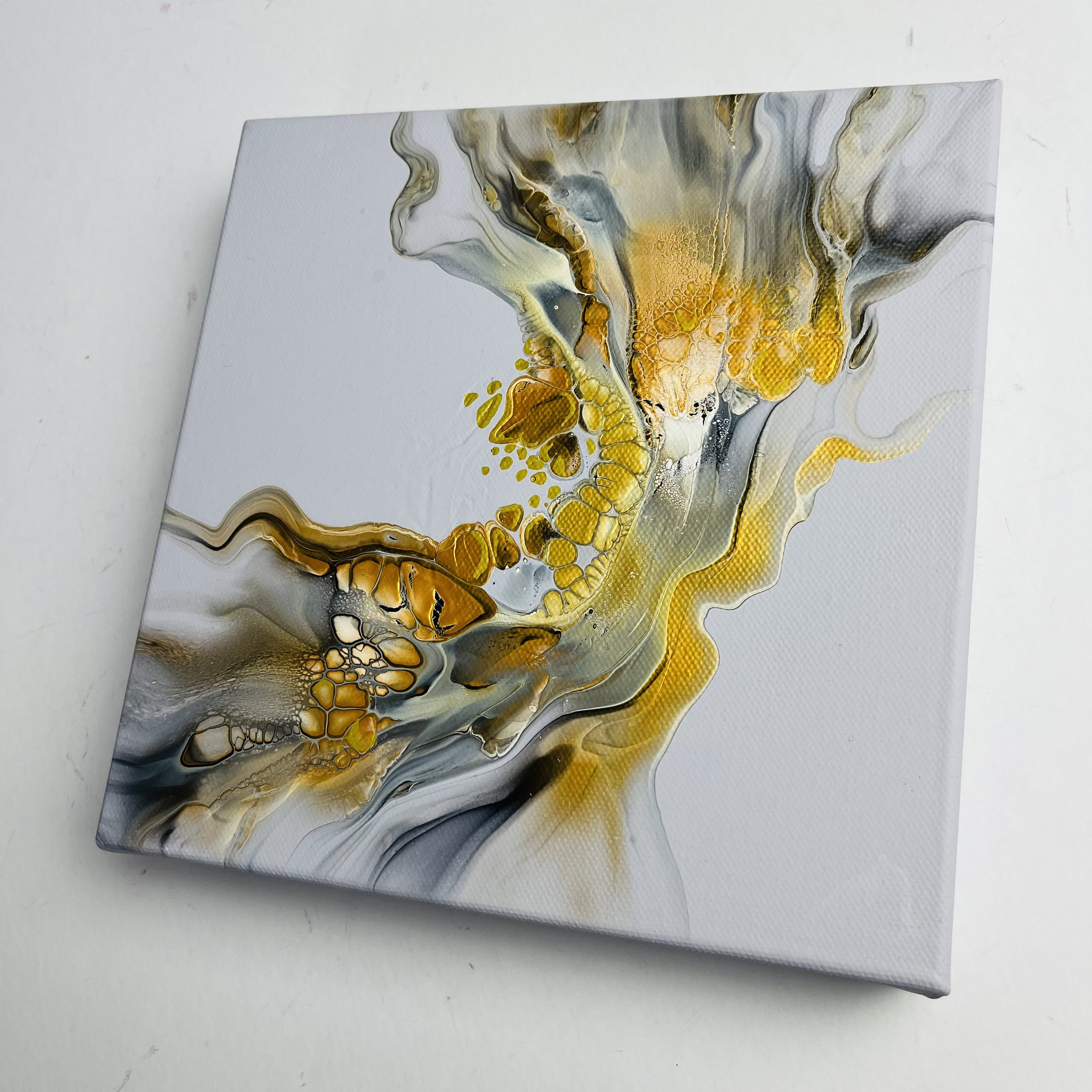 Delicate Acrylic Painting. Dutch Pour 20x20cm - Etsy