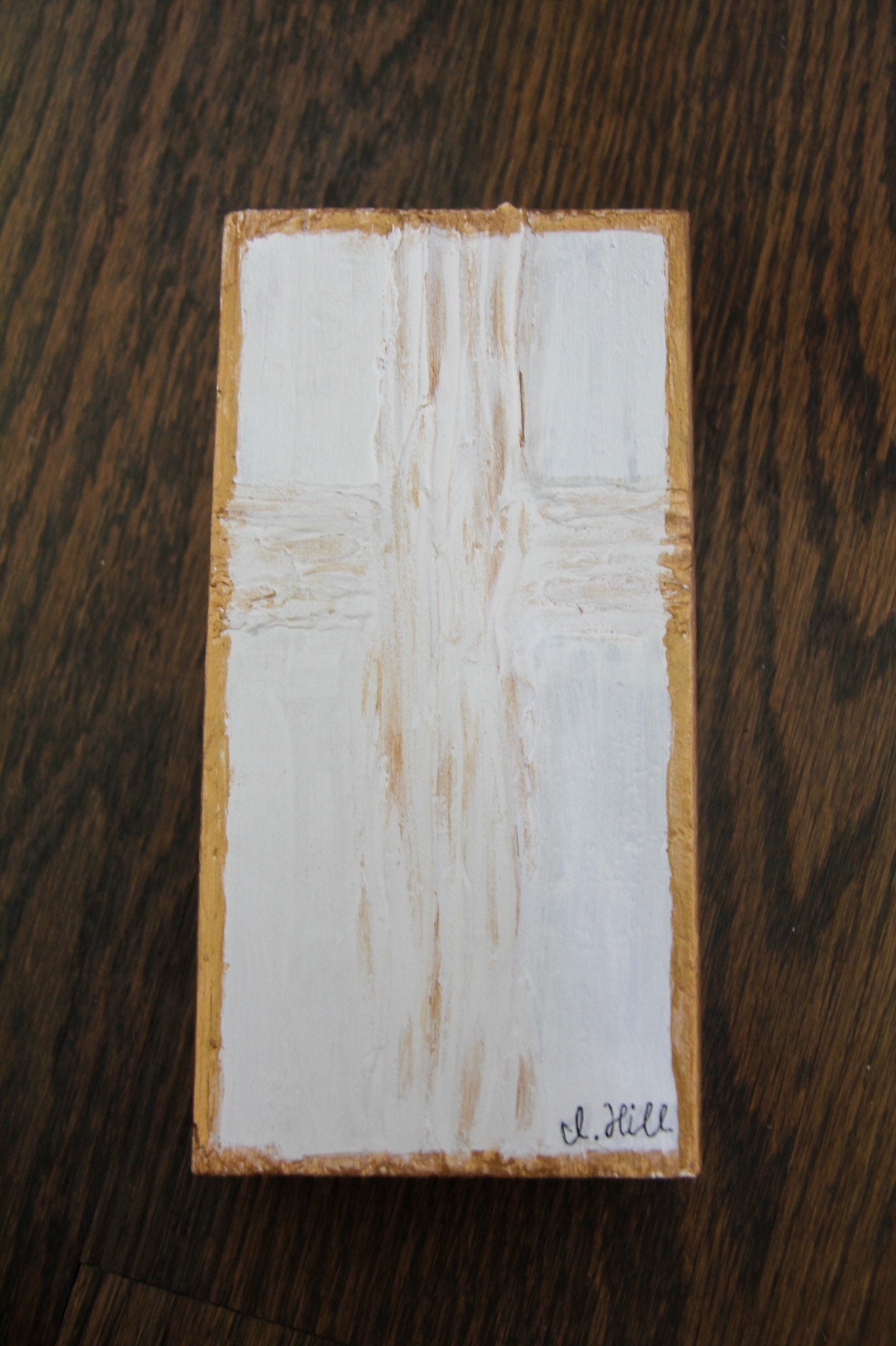 Hand Painted Wooden Gold Cross Block - Etsy