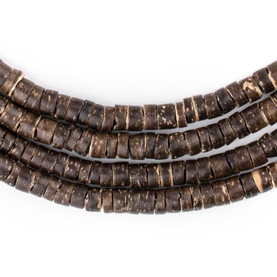 3mm, 5mm & 7mm Natural Coco (coconut) Shell Heishi Beads - 24 Inch ...