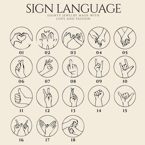 Sterling Silver Hand Gesture Necklace: Sign Language Symbol Jewelry ...
