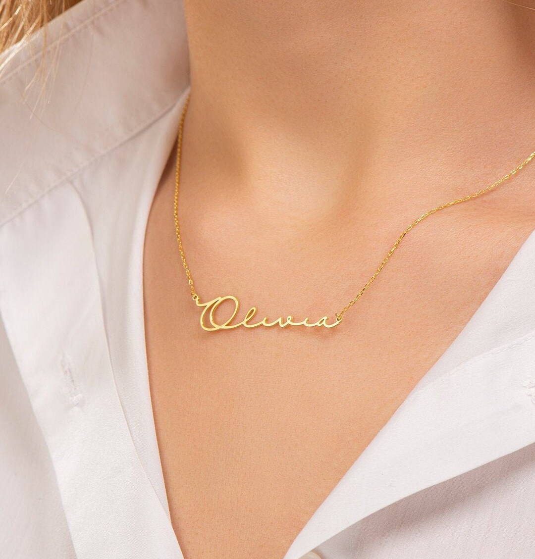 14k Gold Signature Name Necklace: Personalized Jewelry Gift, Custom ...