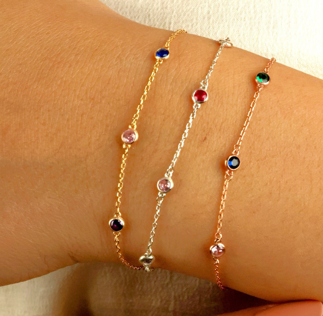 Personalized Family Birthstone Bracelet, Birthstone Bracelet, Mother's ...