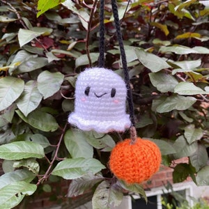 100% BEGINNER PATTERN Crochet Hanging Ghost and Pumpkin Charm - Etsy