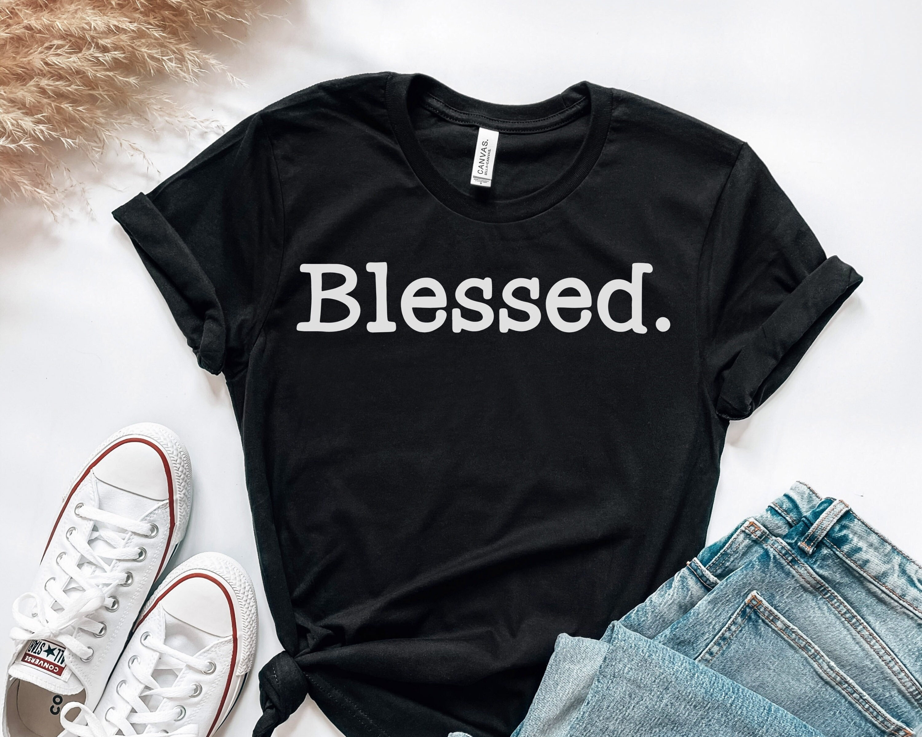 Blessed Crewneck Shirt Black Blessed Tshirt Thankful | Etsy