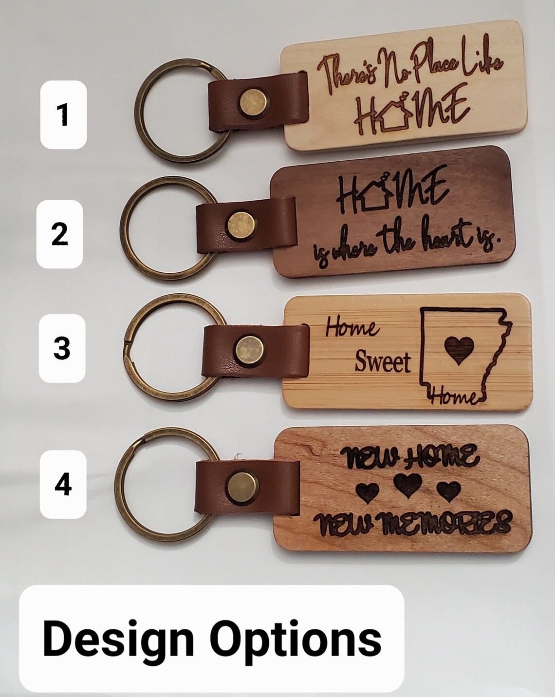 Laser Engraved Wooden Keychain With Leather Strap - Etsy