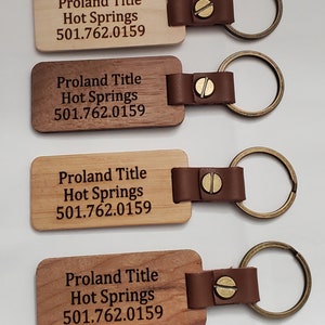 Laser Engraved Wooden Keychain With Leather Strap - Etsy