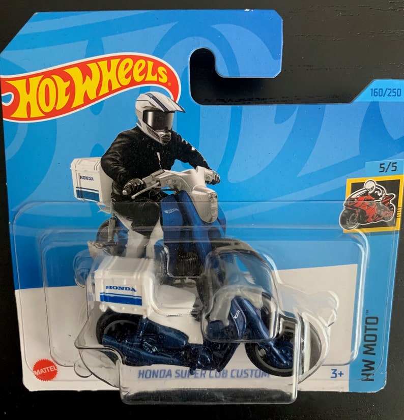 Hot Wheels Honda Super Cub Custom-blue and White-short Card-hard to ...