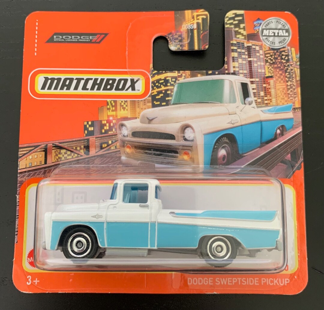 Matchbox Dodge Sweptside Pick up Truck-blue and White-short Card-hard ...