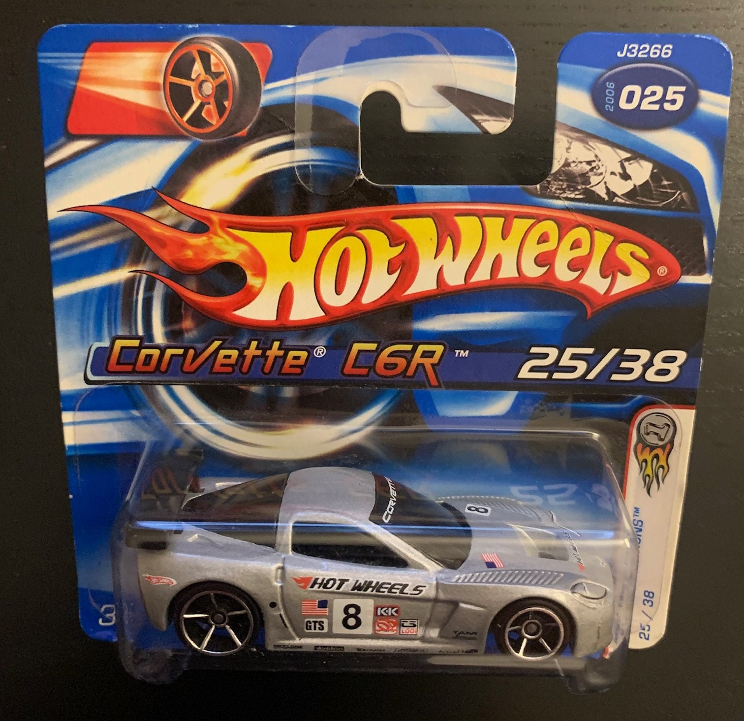Hot Wheels Chevrolet Corvette C6r-silver Short Card-2006 Hot Wheels Chevrolet Corvette C6r-silver Short Card-2006