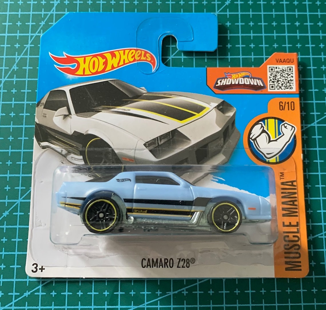 Hot Wheels Chevy Camaro Z28- Light Blue With Metal Base-muscle Mania ...