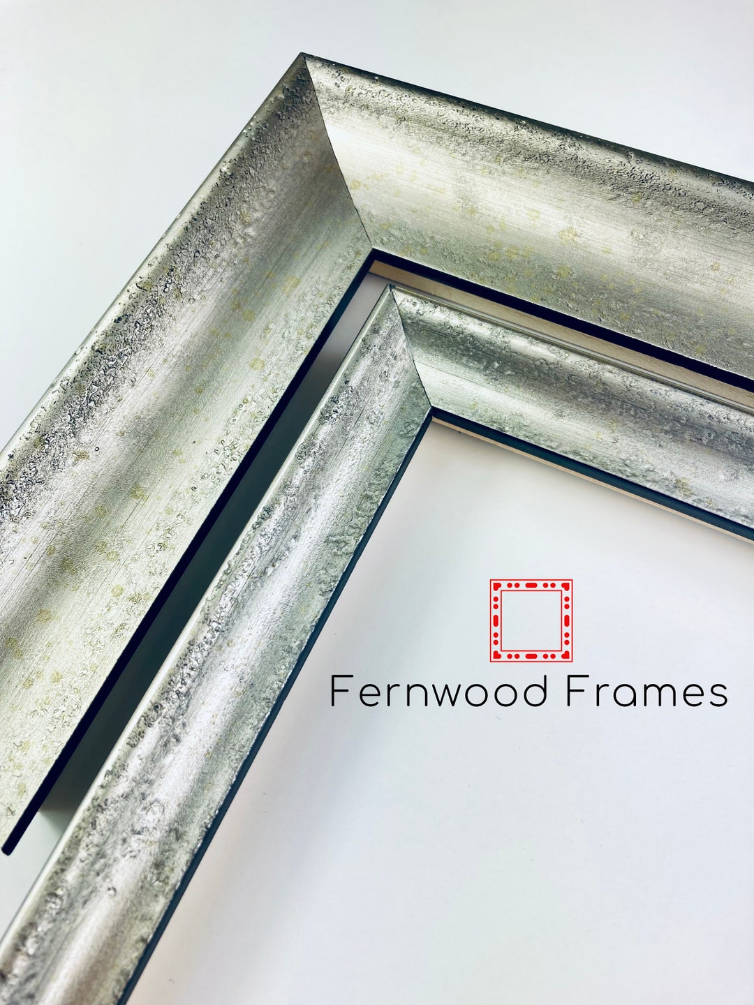 Silver Scooped Metallic Picture Frame, Industrial Modern Custom Frame ...
