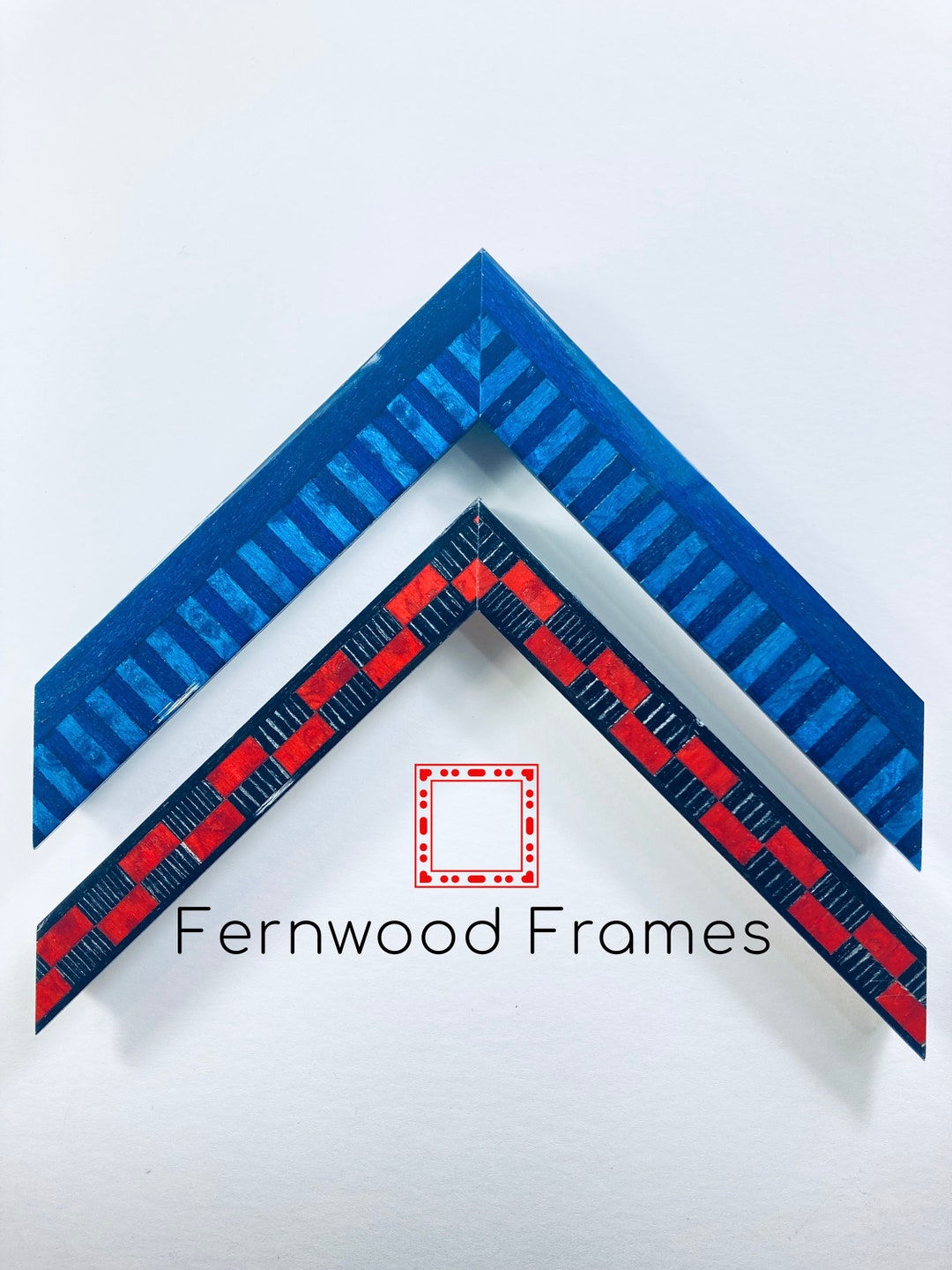 Blue & Red Checkered Picture Frame: Solid Wood Photo Frames - Etsy