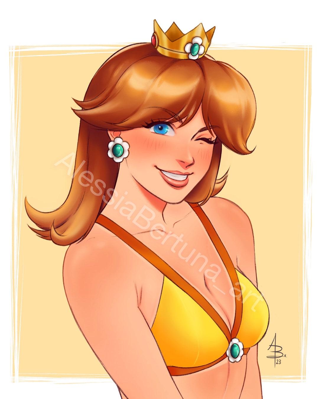 Princess Peach Fan Art Wallpaper Digital Print Etsy