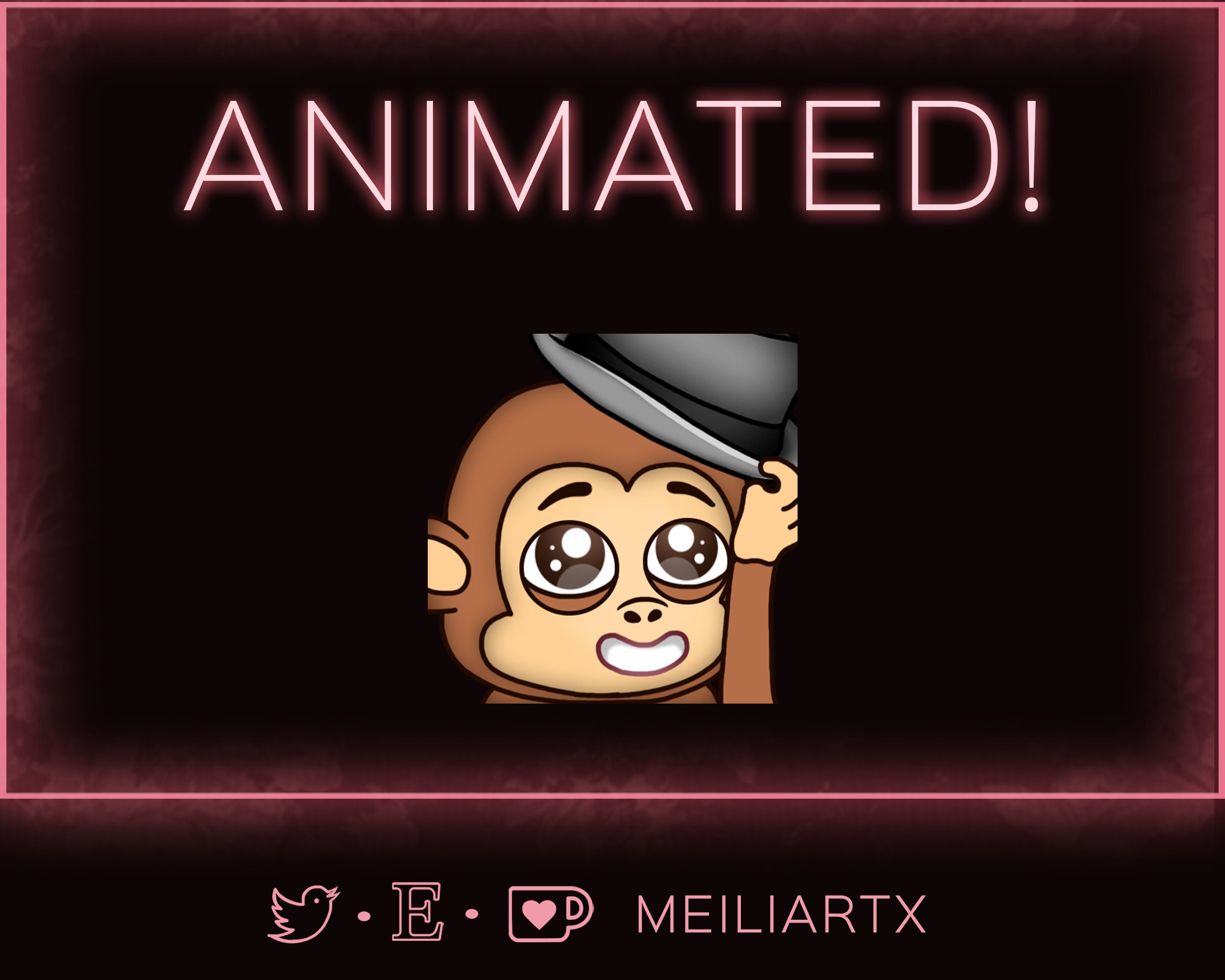 ANIMATED EMOTE Monkey Fedora Tip // Twitch - Discord Sticker - Stream ...