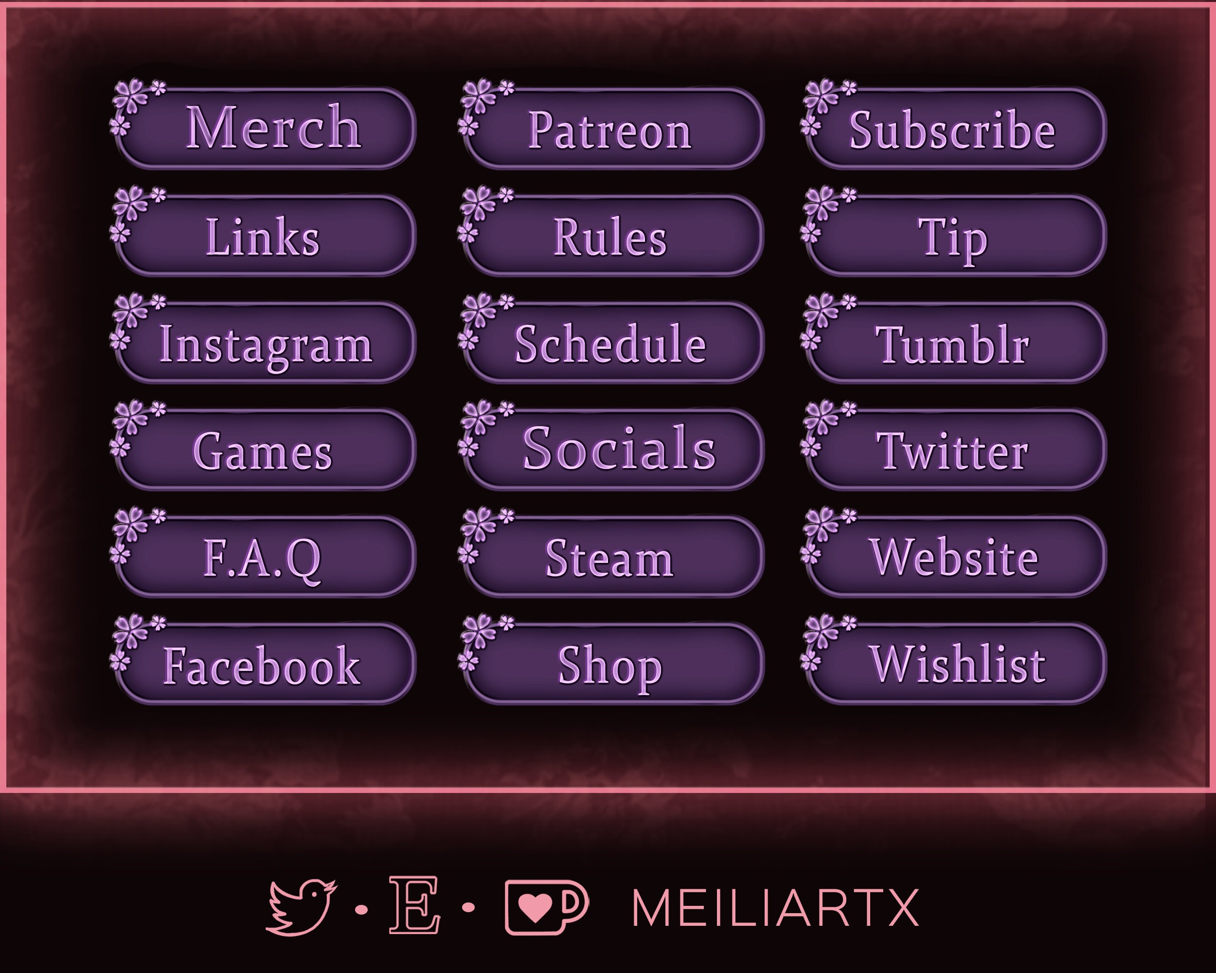 STREAM PANELS Purple Sakura, Streamer Graphics // Twitch - Stream! - Etsy