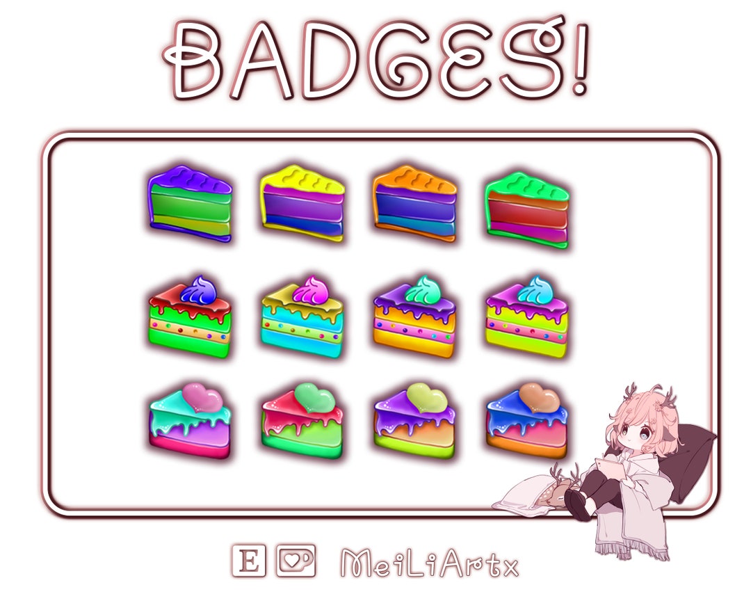 SUB & BIT BADGES Yummy Cake Slices // Bit - Subscriber - Cheer ...