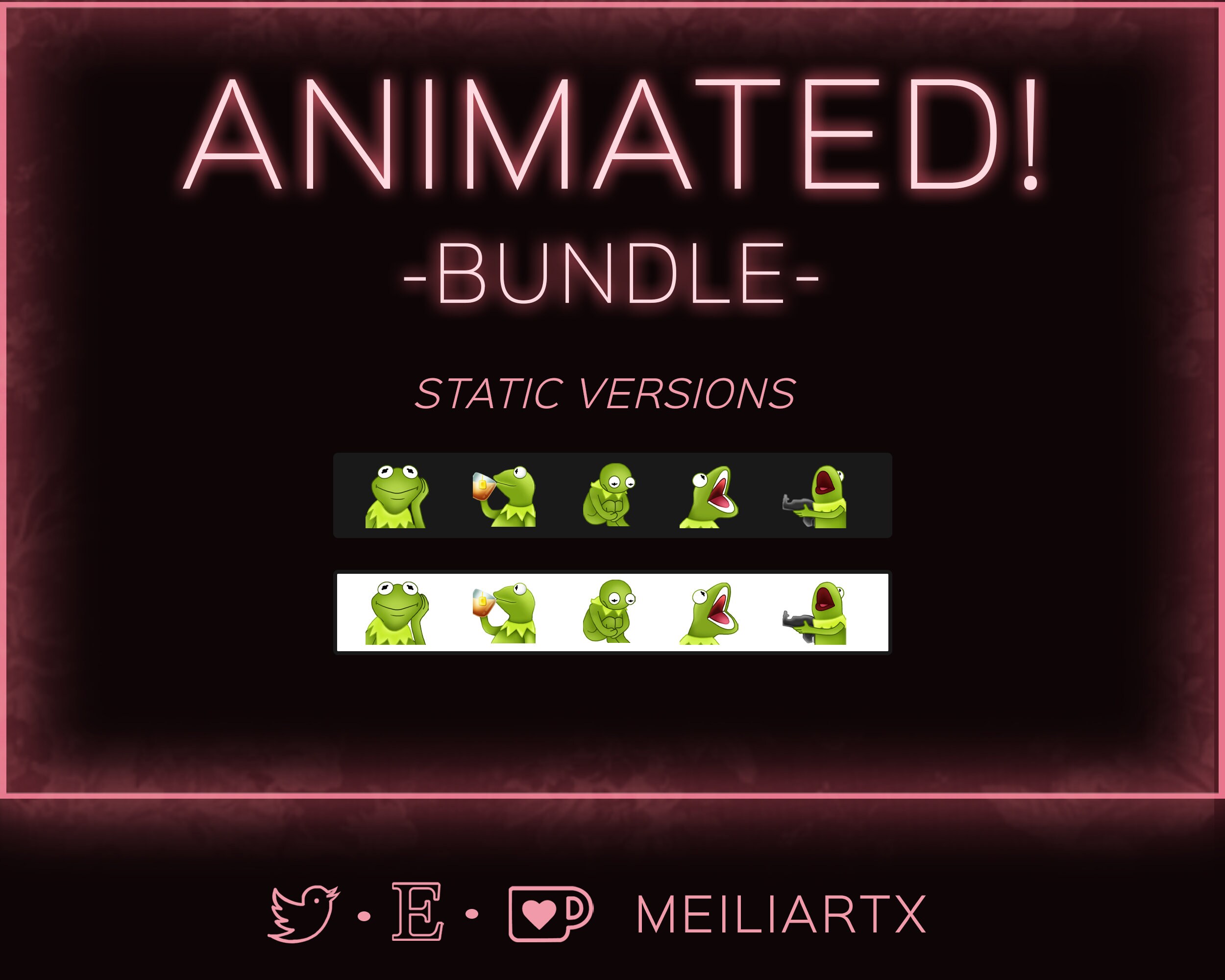 ANIMATED EMOTE SET Kermit Frog Meme Set Stare Tea Cry // Twitch Discord Stream - Etsy