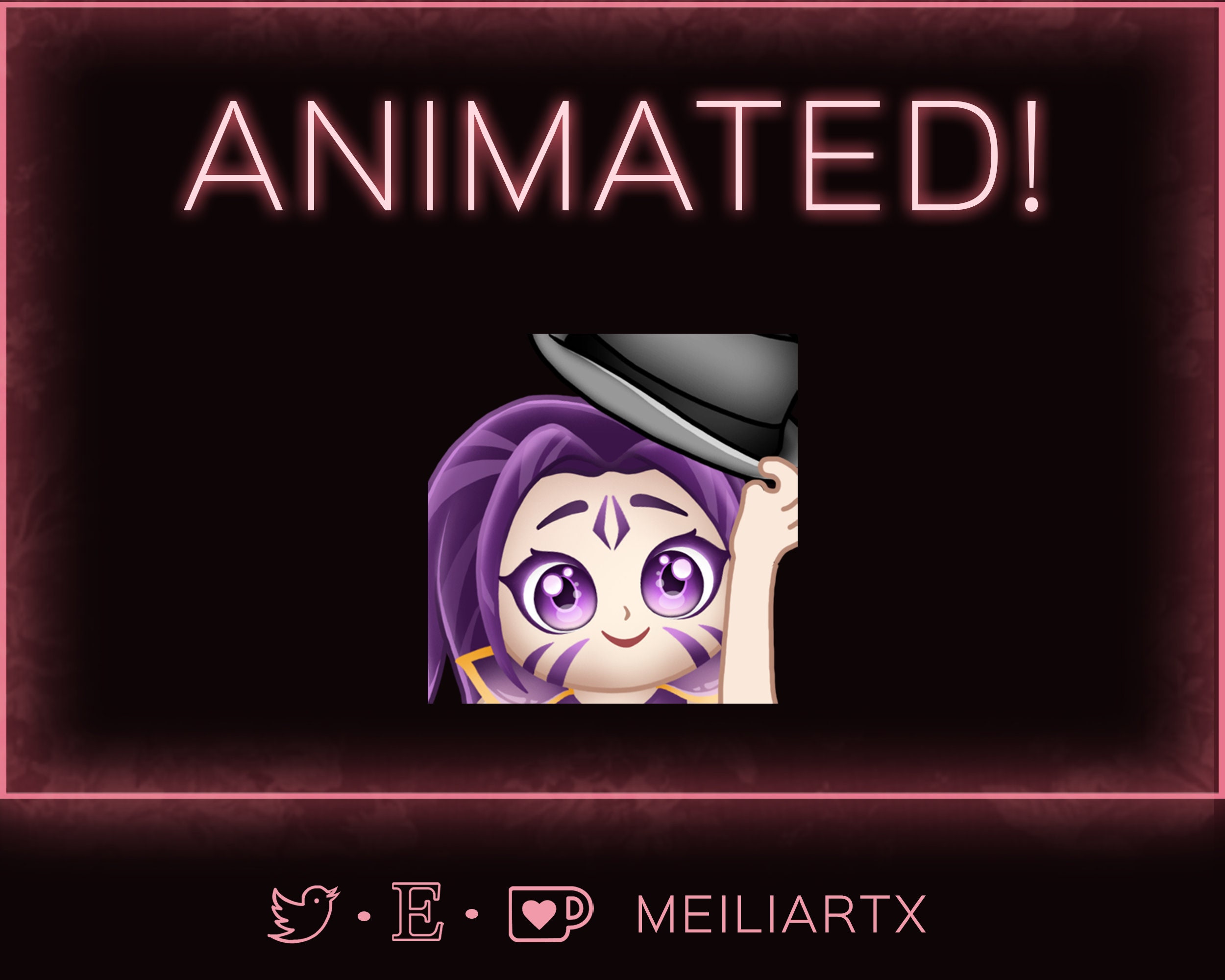 ANIMATED EMOTE Chibi Kaisa Fedora Tip League of Legends Purple Hair // Twitch - Discord Sticker ...