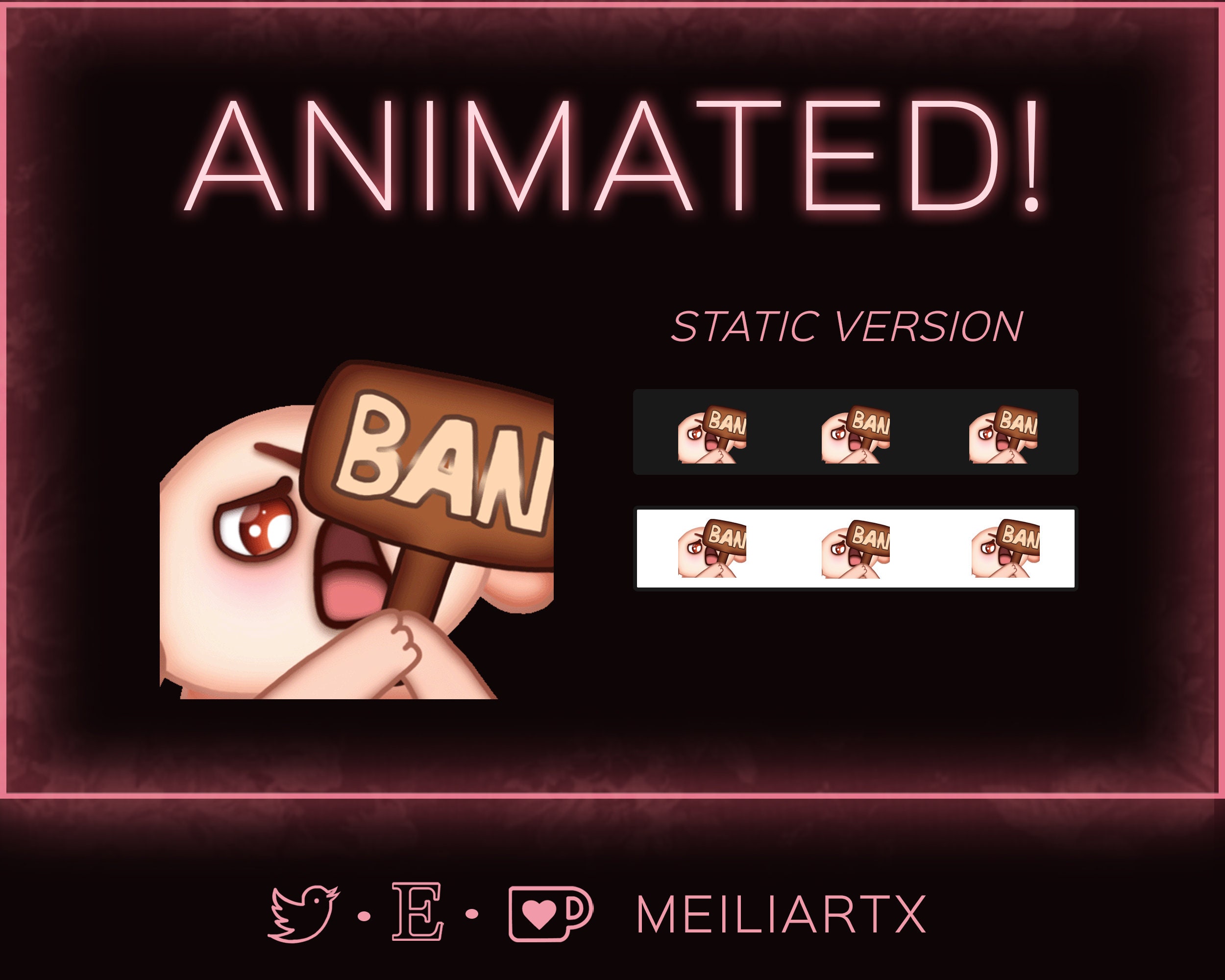 ANIMATED EMOTE Kawaii Axolotl Ban // Twitch Discord Stream - Etsy