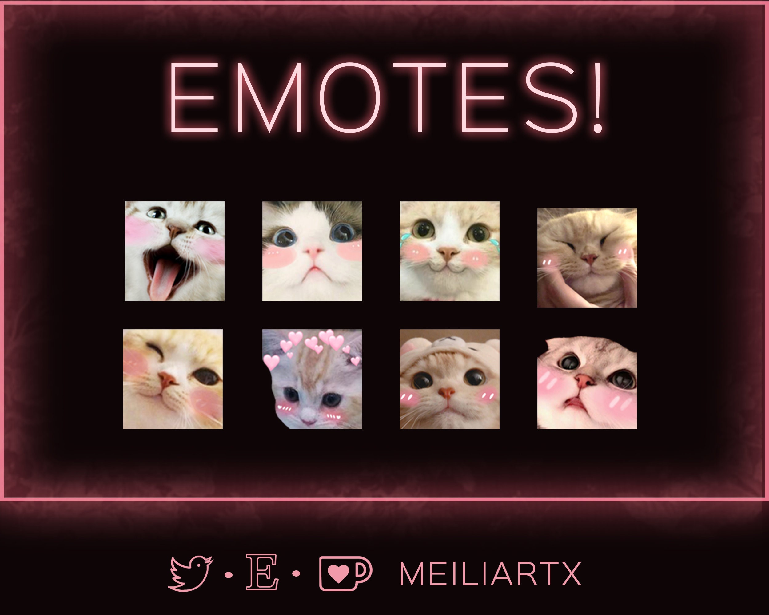 EMOTE SET Cute Blushing Cats // Twitch - Discord - Stream! - Etsy