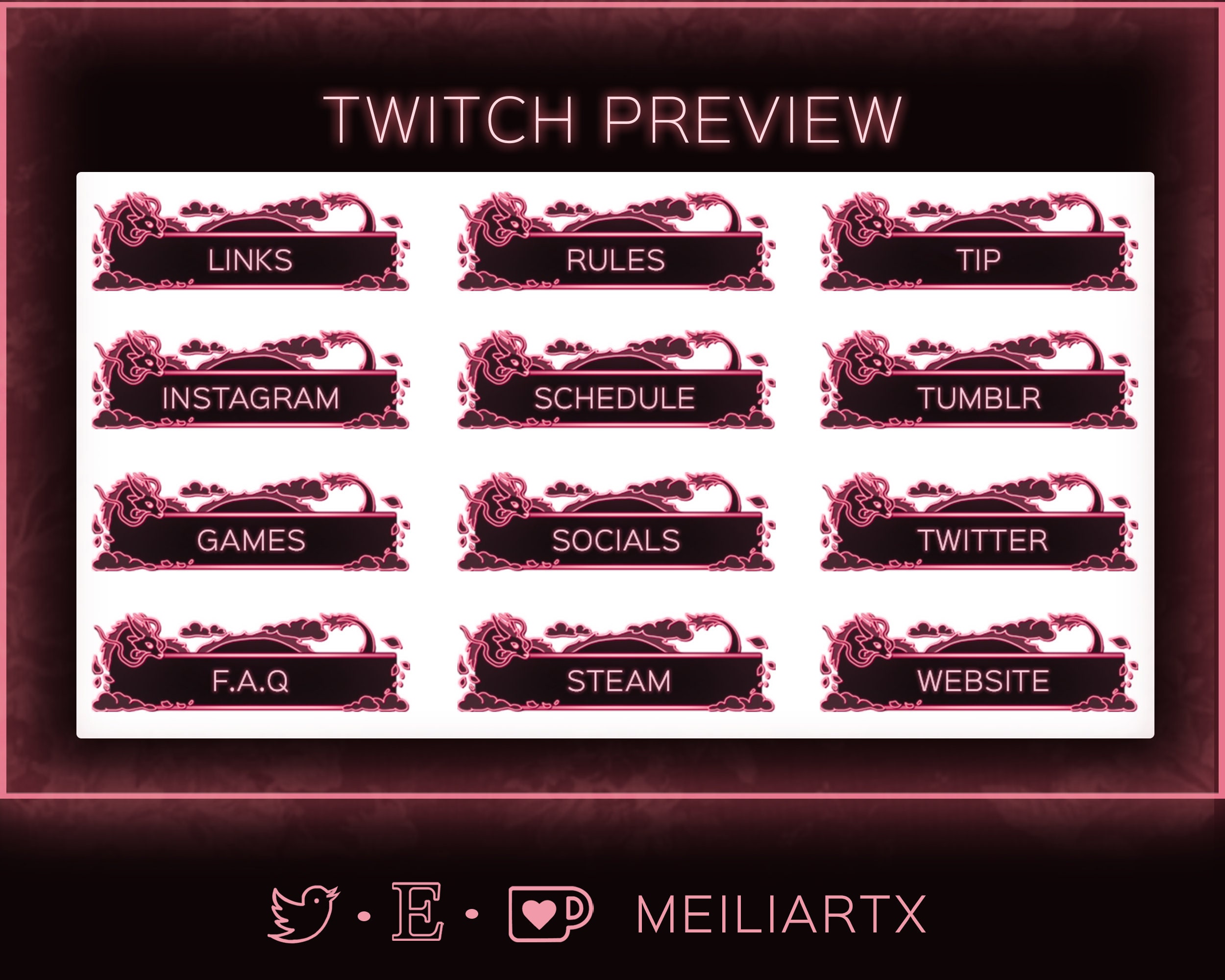 STREAM PANELEN Neon Roze Rose Serpent Dragon Fantasy Clouds, Streamer ...