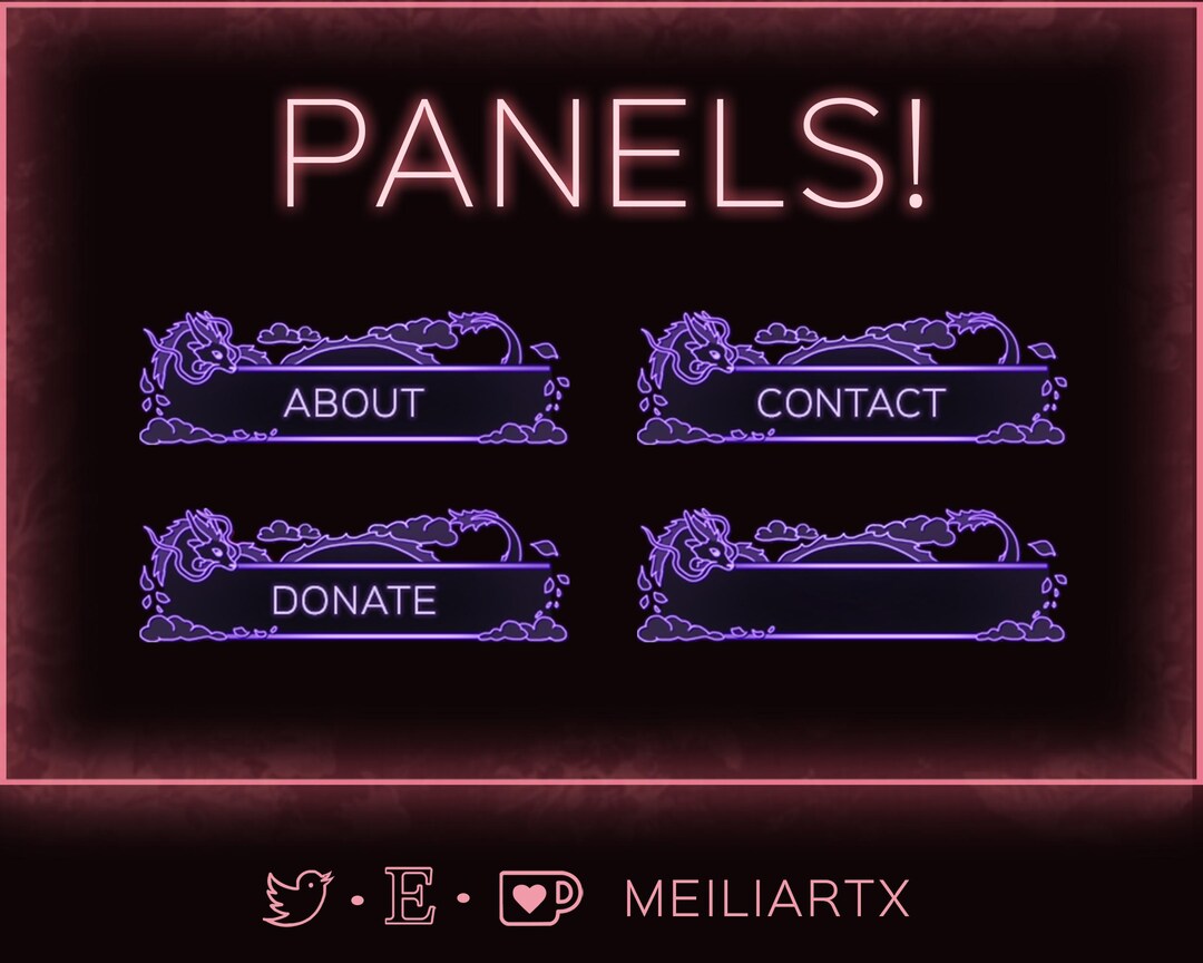 STREAM PANELS Neon Purple Serpent Dragon Fantasy Clouds, Streamer ...