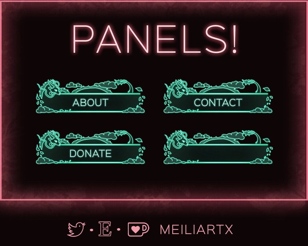 STREAM PANELS Neon Cyan Serpent Dragon Fantasy Clouds, Streamer ...