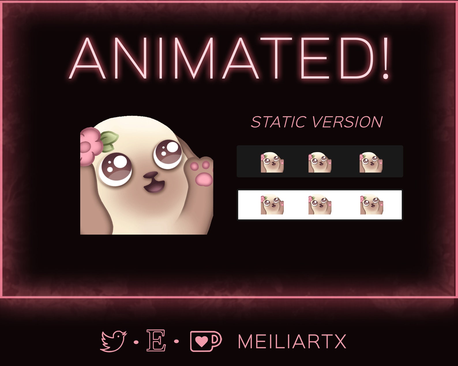 ANIMATED EMOTE Brown Bunny Wave Hi Kawaii Meme // Twitch - Etsy