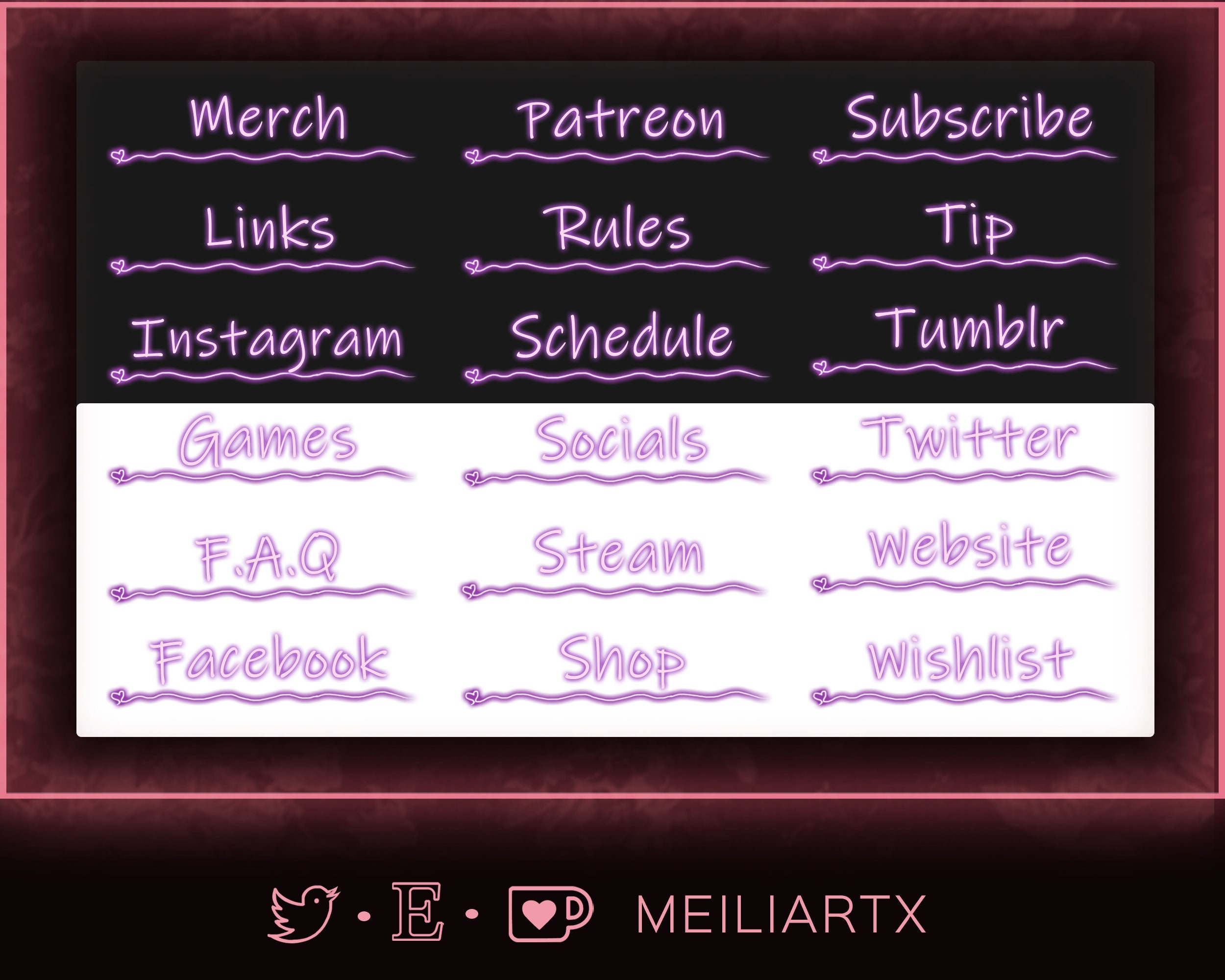 STREAM PANELS Purple Neon Heart, Streamer Graphics // Twitch - Stream ...