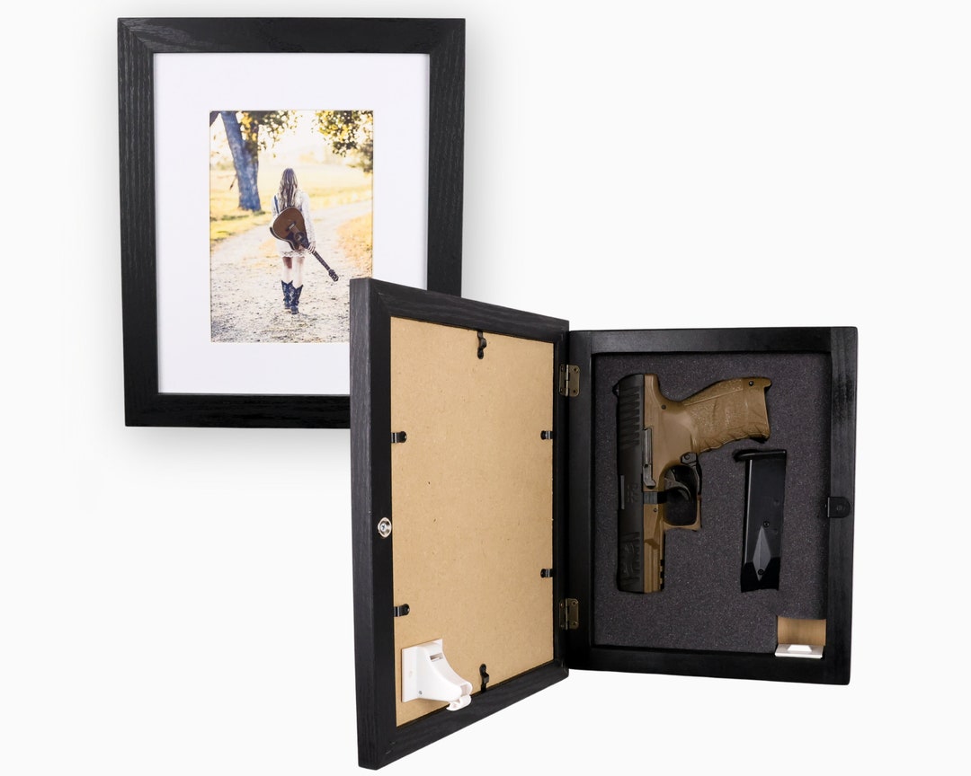 Hidden Gun Storage 5x7 or 8x10 Picture Frame, Wooden Wall Hanging Gun ...