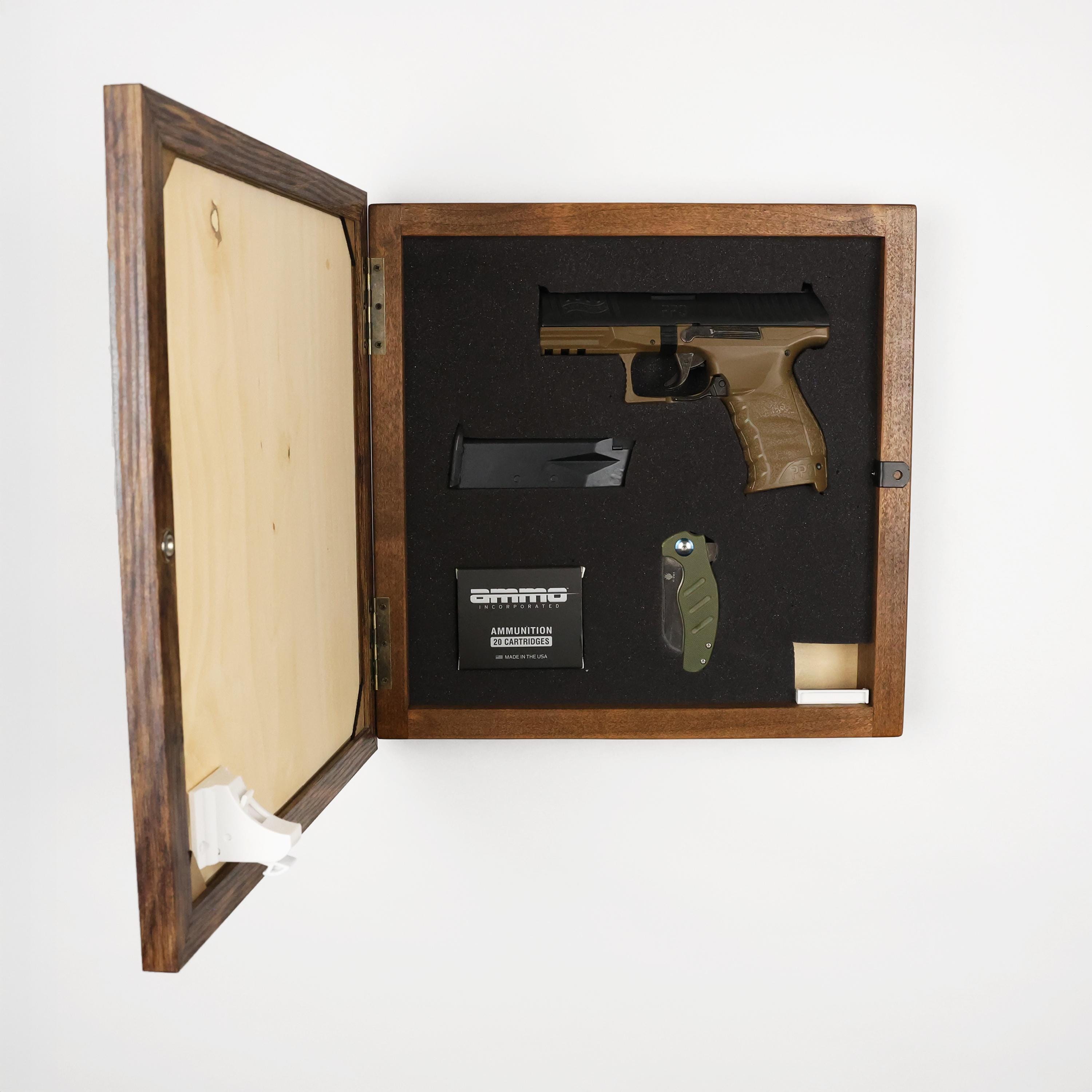 Personalized Last Name Hidden Gun Storage, Wooden Wall Hanging Gun ...