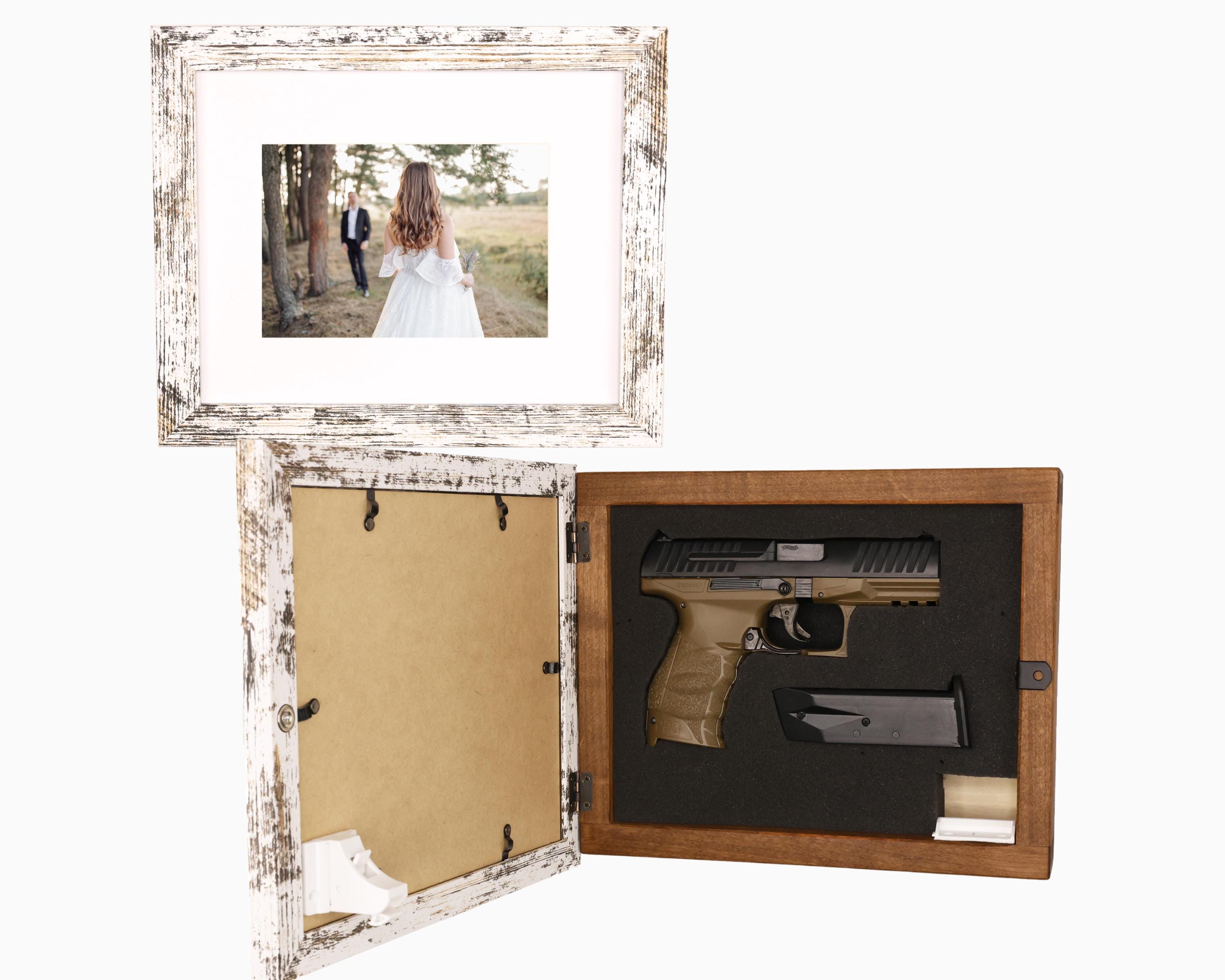 Hidden Gun Storage 5x7 or 8x10 Picture Frame, Wooden Wall Hanging Gun ...