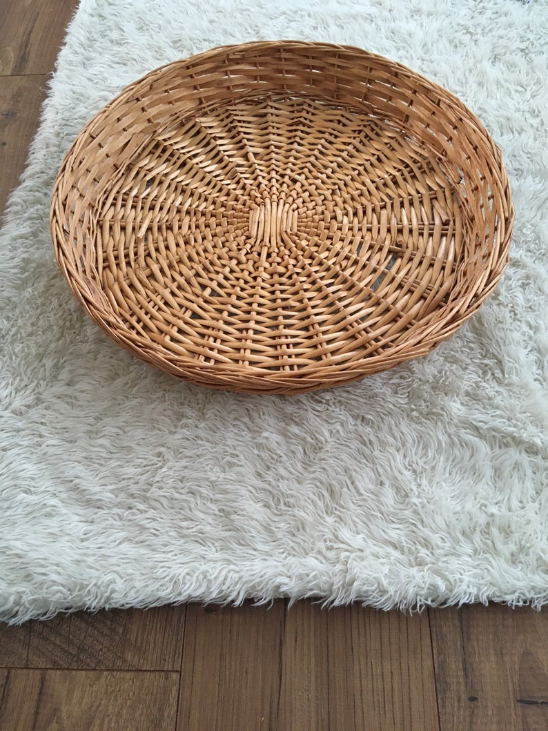 Large Flat Circular Basket Wall Basket Round Flat Basket - Etsy