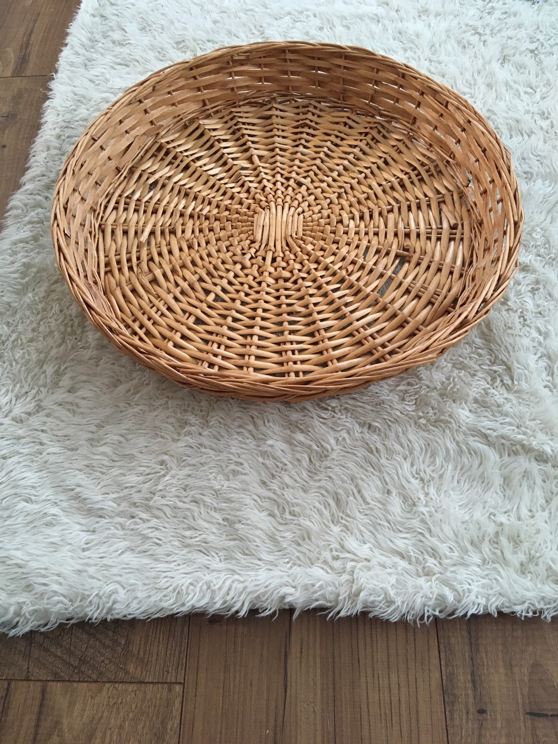 Large Flat Circular Basket Wall Basket Round Flat Basket - Etsy