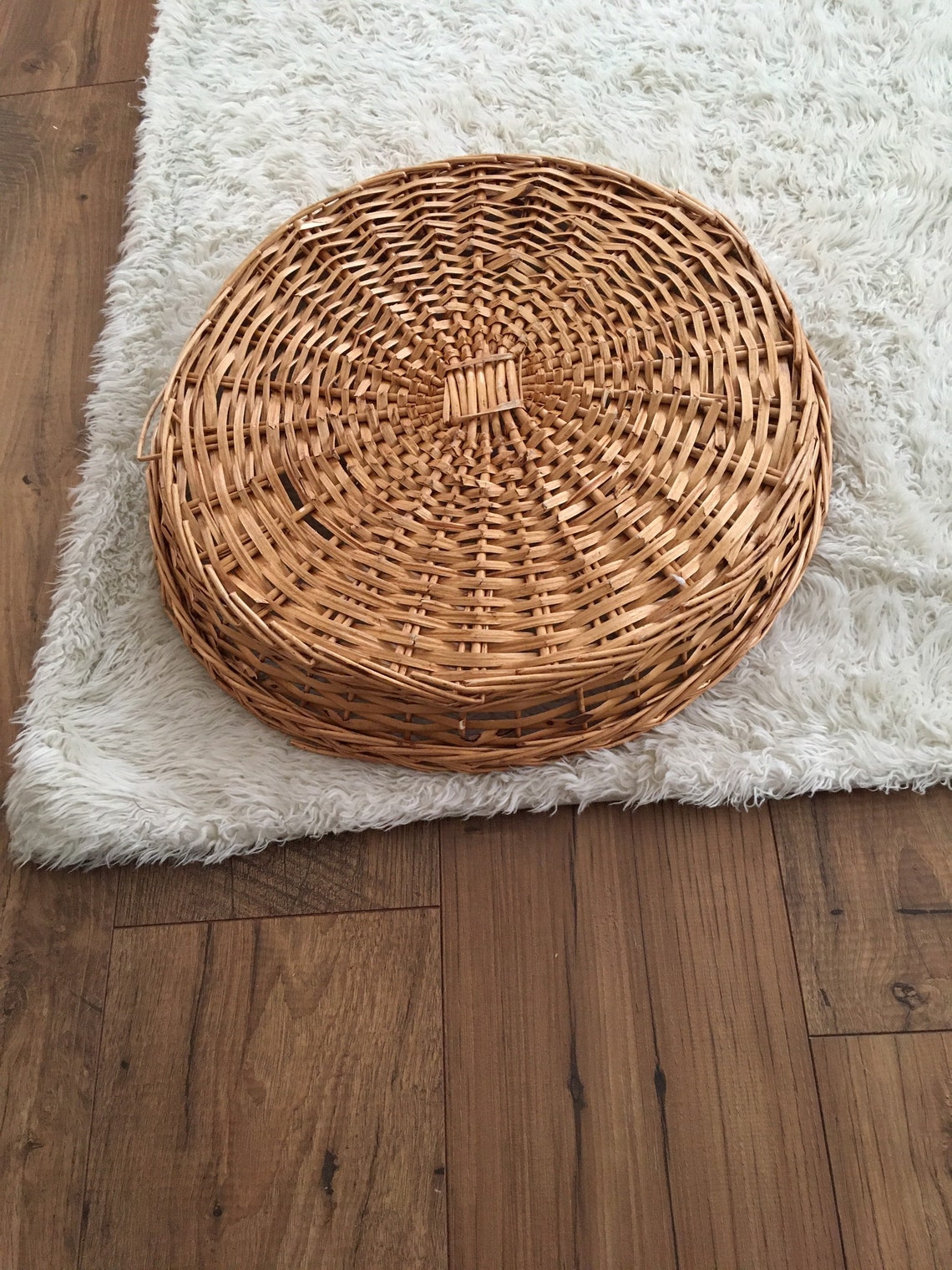 Large Flat Circular Basket Wall Basket Round Flat Basket - Etsy