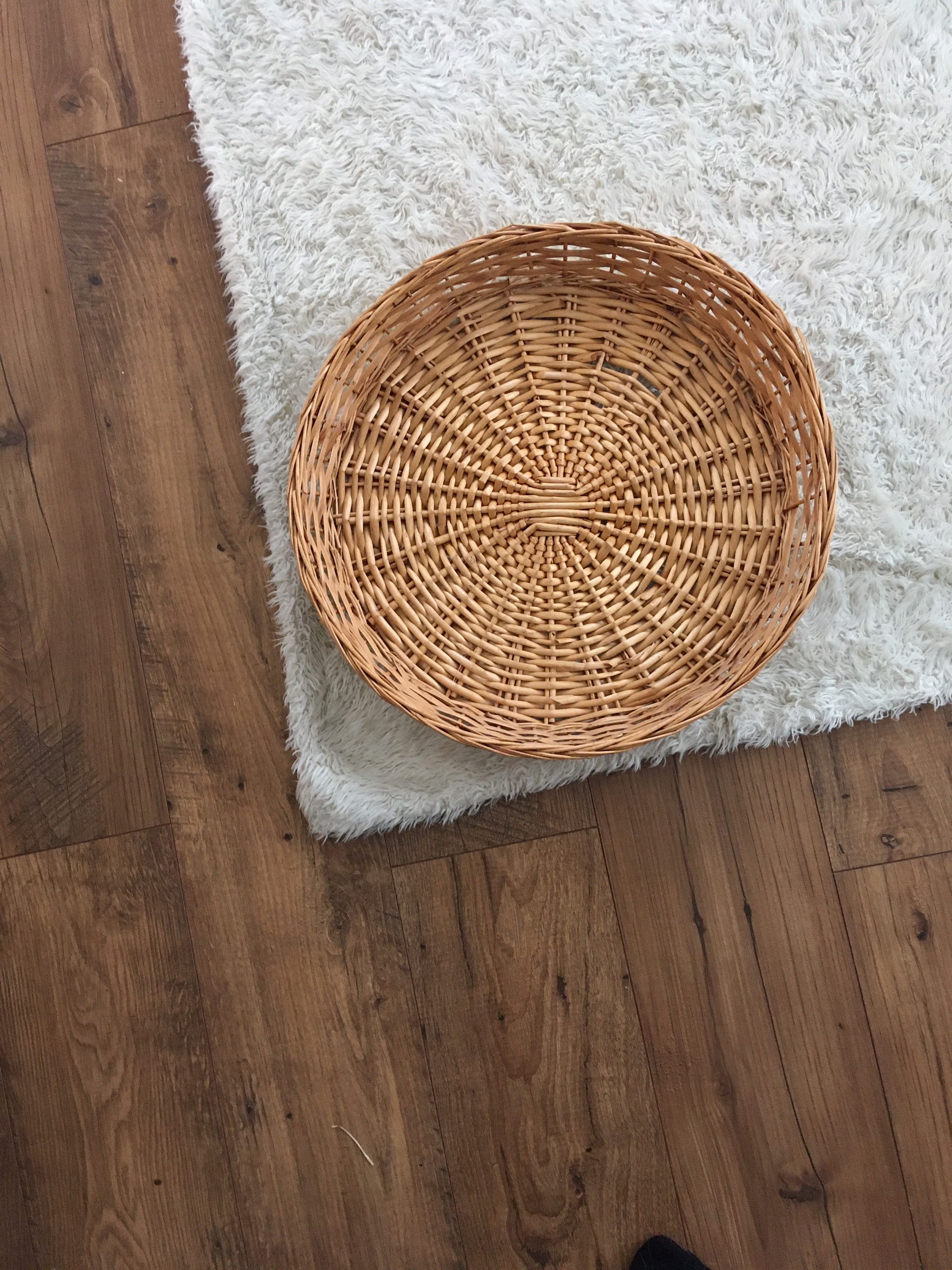 Large Flat Circular Basket Wall Basket Round Flat Basket - Etsy